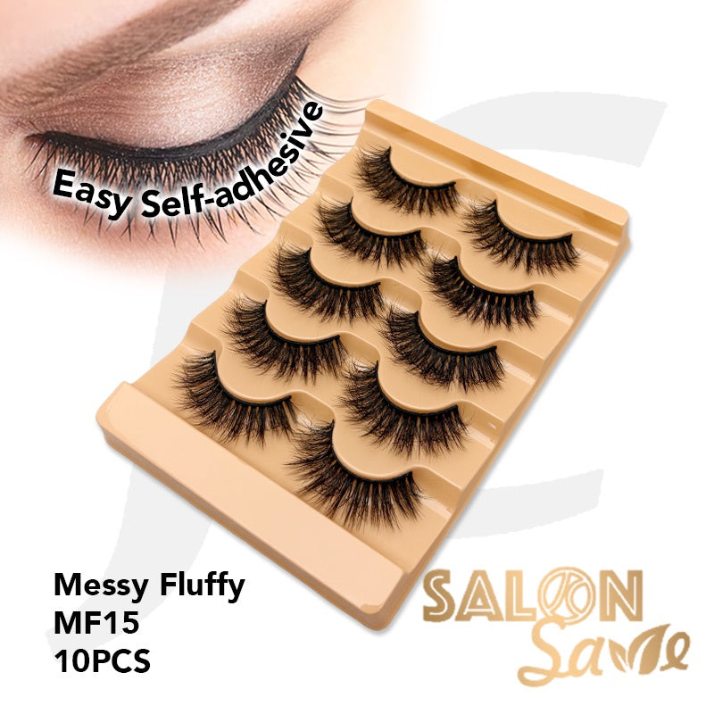 SALON Save Easy Self-adhesive Eyelash Messy Fluffy MF15 10pcs J72SYS ...