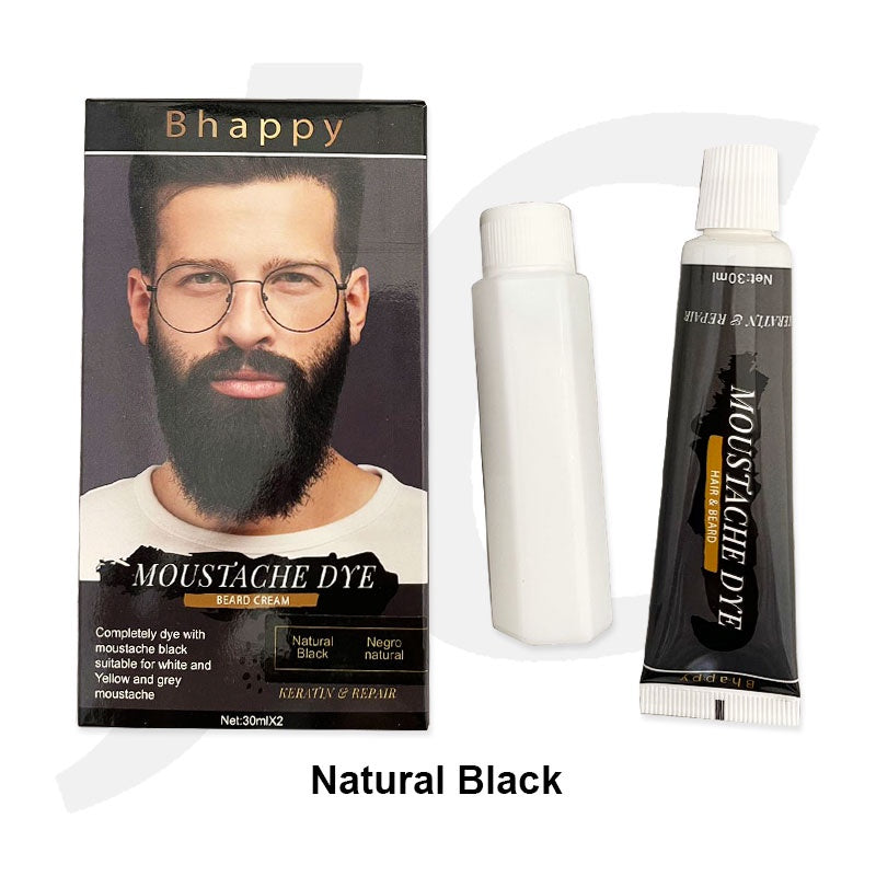 Bhappy Moustache Dye Beard Cream Natural Black 30mlx2 J14DBN – JC Hair ...